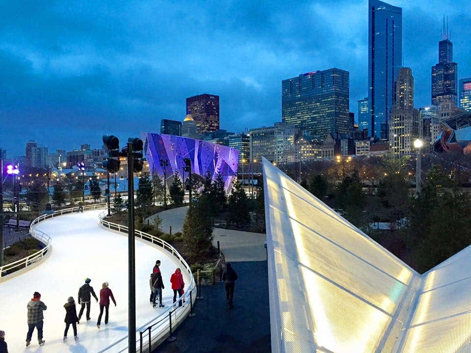 Check out Chicago's epic lazy river ice skating rink | Roadtrippers